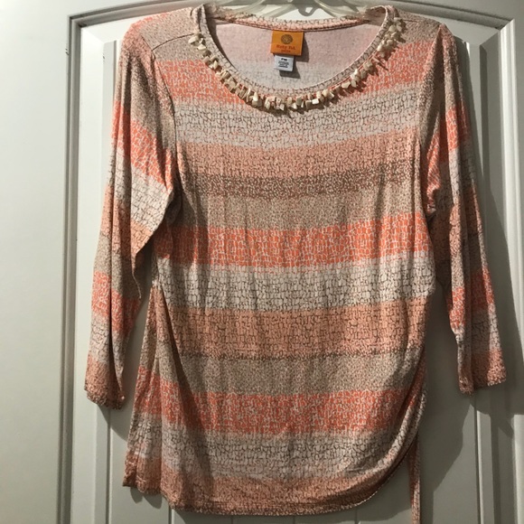 Ruby Rd. | Tops | 3 Ruby Rd Coral Embellished Top Pm | Poshmark